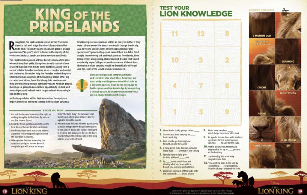 Disney's The Lion King Activity Sheets & Pages - A Mother's Random Thoughts